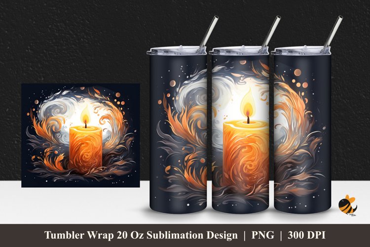 Painting Candle Tumbler Wrap Sublimation Design 1