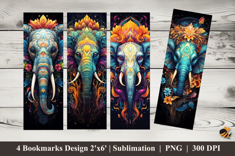 Boho Elephant Bookmarks Sublimation Design