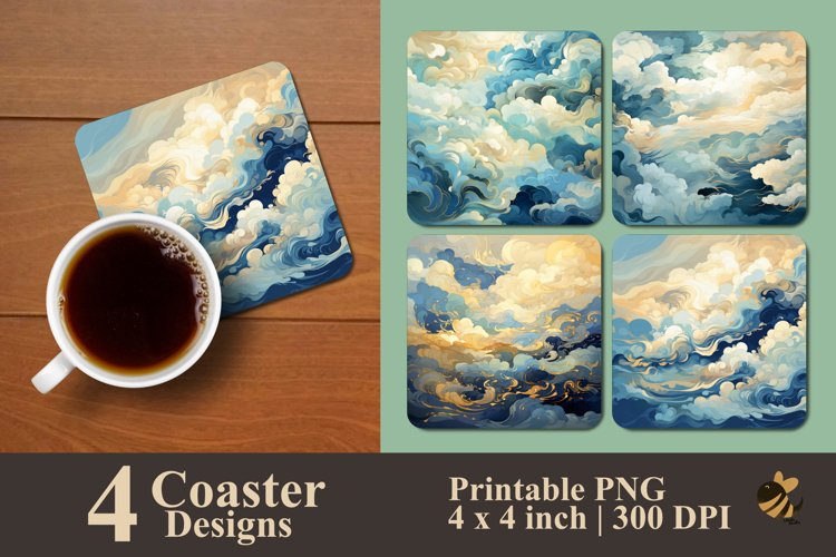 Abstract Clouds Coaster Sublimation Designs