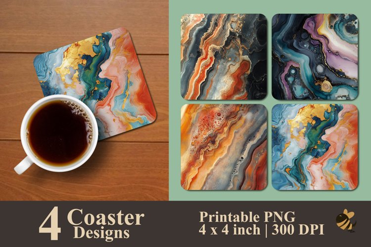 Beautiful Marbling Coaster Sublimation Designs