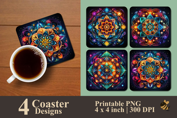 Symmetrical Kaleidoscop Coaster Sublimation Design