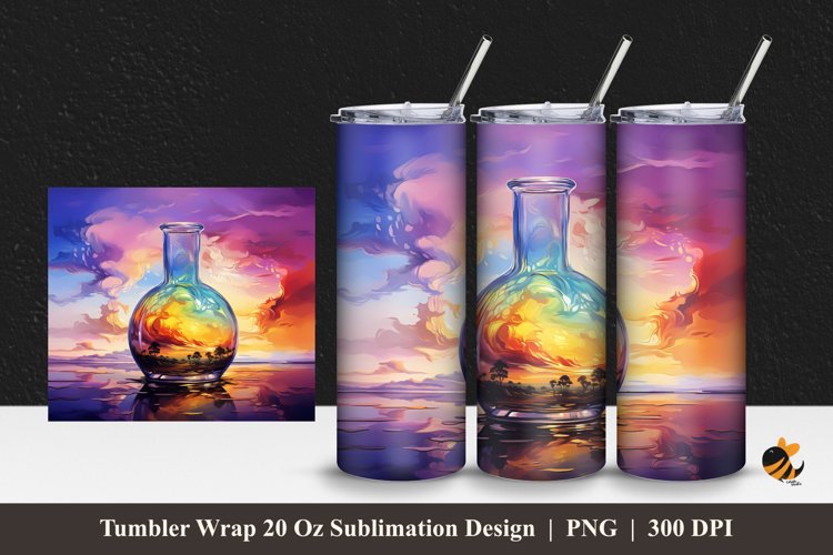 Wonderful Bottle Tumbler Wrap Sublimation Design 1