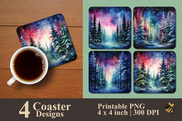Frozen Twilight Grove Coaster Sublimation Design