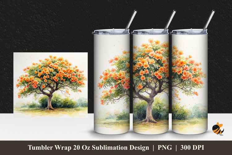 Realistic Tree Tumbler Wrap Sublimation Design 1