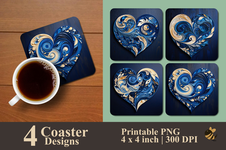 Exotic Art Love Coaster Sublimation Design