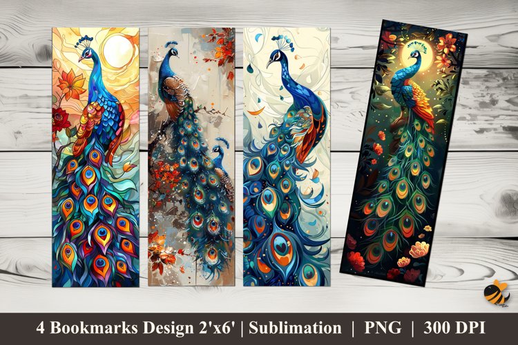 Vector Peacock Bookmarks Sublimation Design