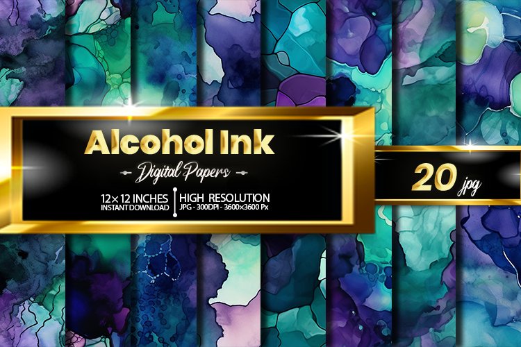 Alcohol Ink Digital Papers Bundle (3826617)
