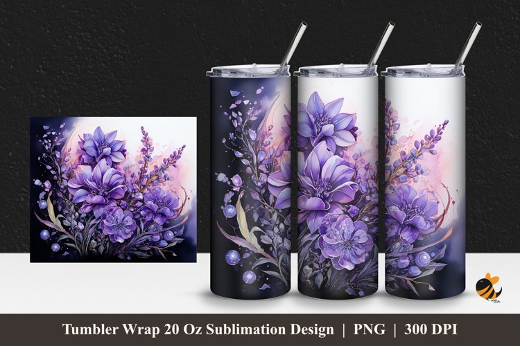 Luxurious Lavender Tumbler Wrap Sublimation Design (3211349)