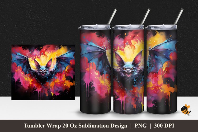 Bat Abstract Tumbler Wrap Sublimation Design 1