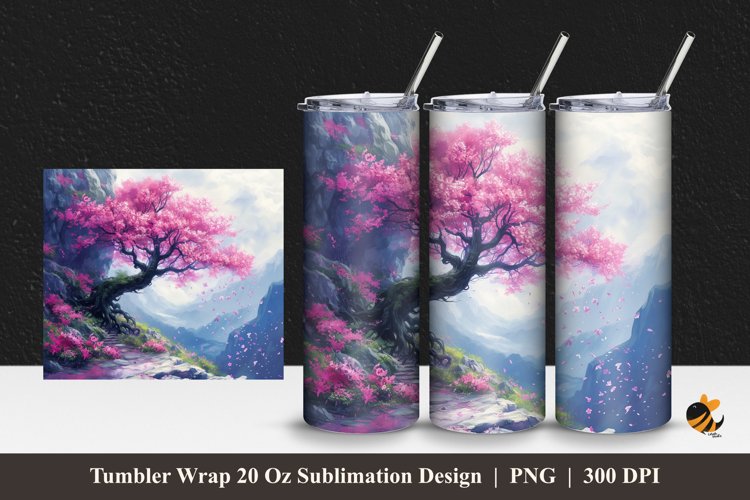Sakura Tree Tumbler Wrap Sublimation Design 1 (3244838)