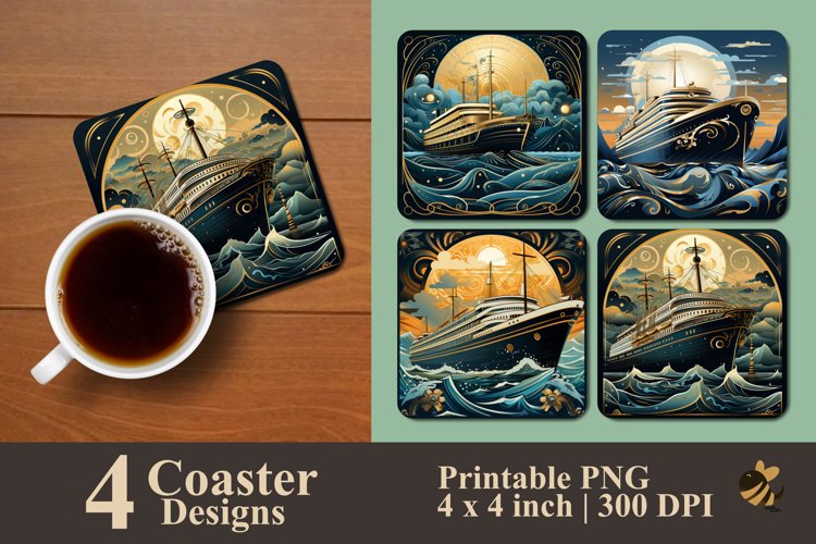 Classic Ship Coaster Sublimation Designs