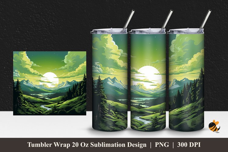 Light Green Panoramic Tumbler Wrap Sublimation (3718904)