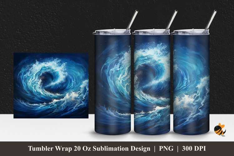 Aqua Wave Tumbler Wrap Sublimation Design 1
