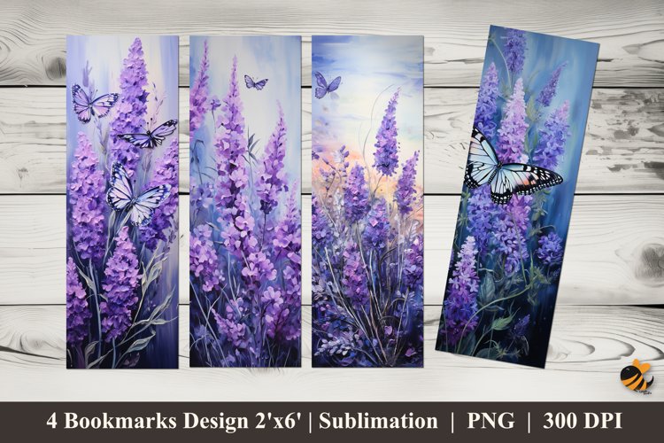 Lavender Butterfly Bookmarks Sublimation Design (5181475)