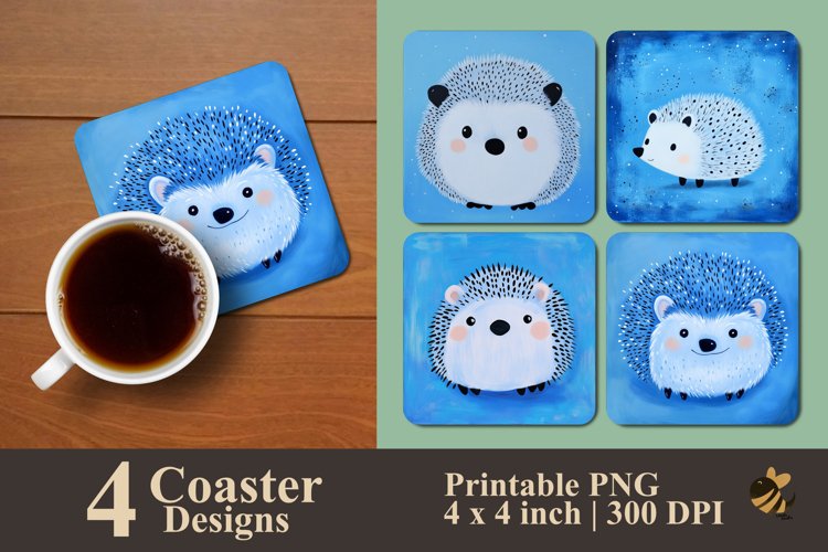 Cute Hedgehog Coaster Sublimation Designs