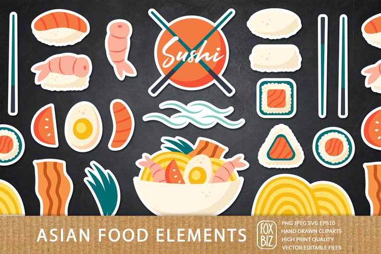 Asian food ingredients set JPEG PNG SVG EPS