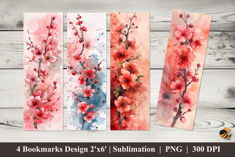 Sakura Flowers Bookmarks Sublimation Design