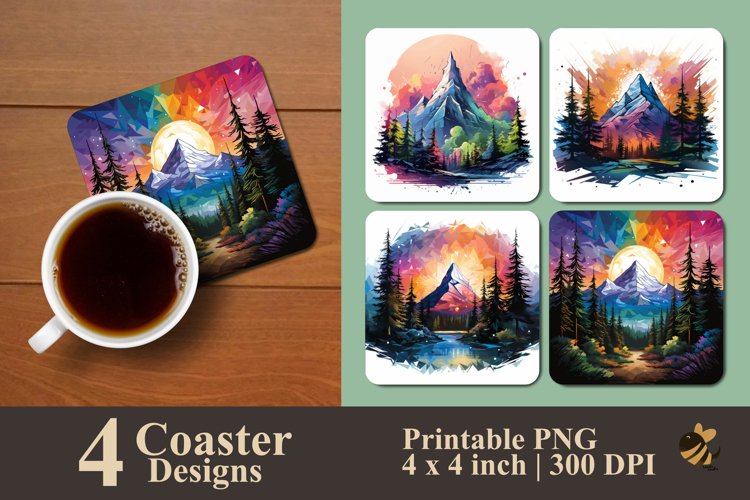 Mountain Art Coaster Sublimation Designs
