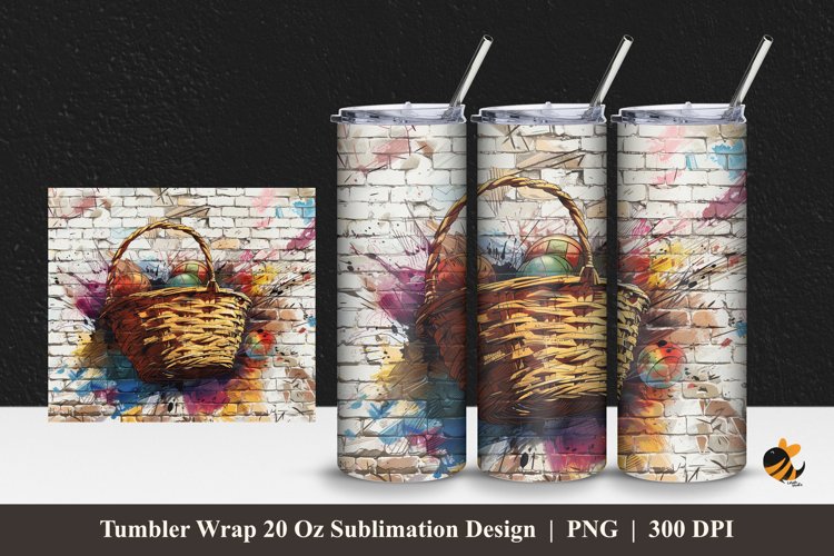 Street Art Basket Tumbler Wrap Sublimation Design (4628890)