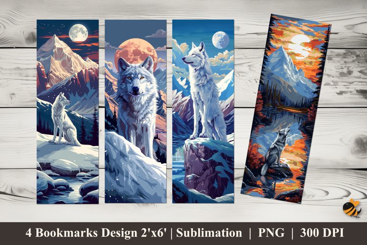 Winter Wolf Bookmarks Sublimation Design