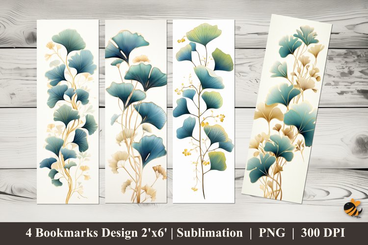 Ginkgo Leaves Bookmarks Sublimation Design