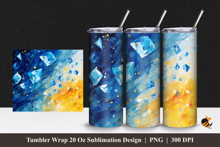 Watercolor Diamond Tumbler Wrap Sublimation Design (2923275)
