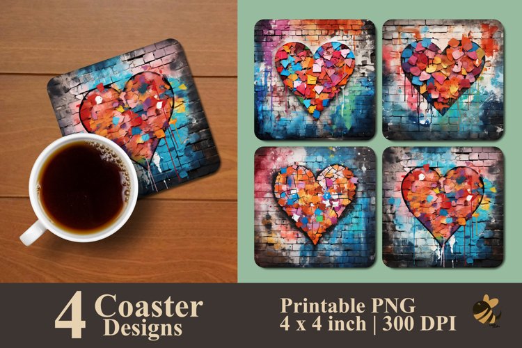 Street Art Love Coaster Sublimation Designs