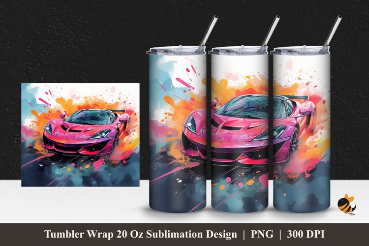 Racing Car Art Tumbler Wrap Sublimation Design 1