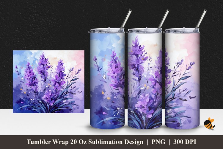 Painting Lavender Tumbler Wrap Sublimation Design (3155062)