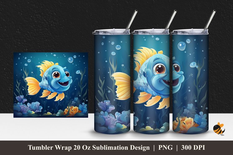 Aquatic Wonderland Tumbler Wrap Sublimation Design (3094806)