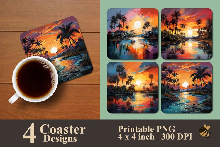 Sunset Nature Coaster Sublimation Designs