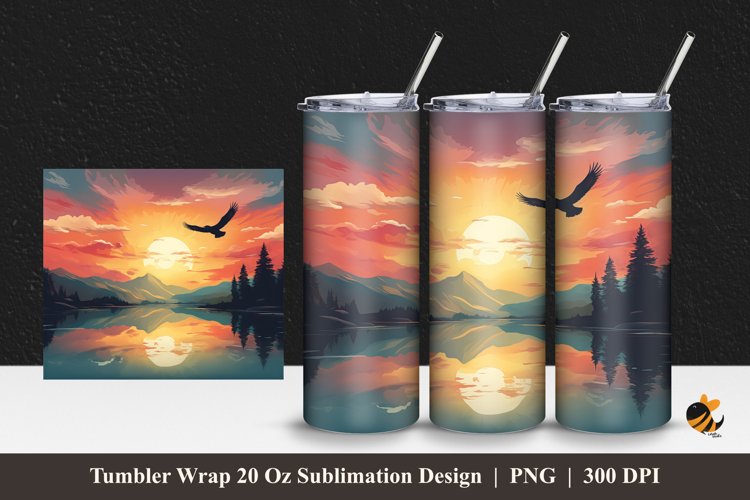 Natural Sunset Tumbler Wrap Sublimation Design 1