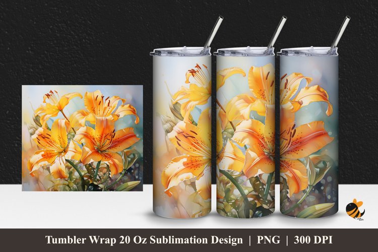 Lilium Flower Tumbler Wrap Sublimation Design 1