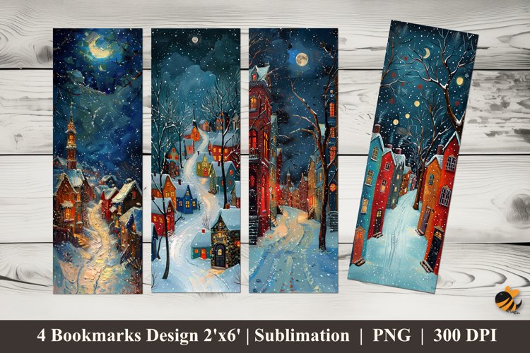 Snowy Night Bookmarks Sublimation Design