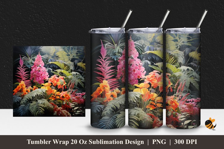 Tropical Fern Tumbler Wrap Sublimation Design 1