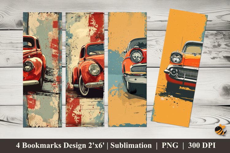 Retro Car Bookmarks Sublimation Design