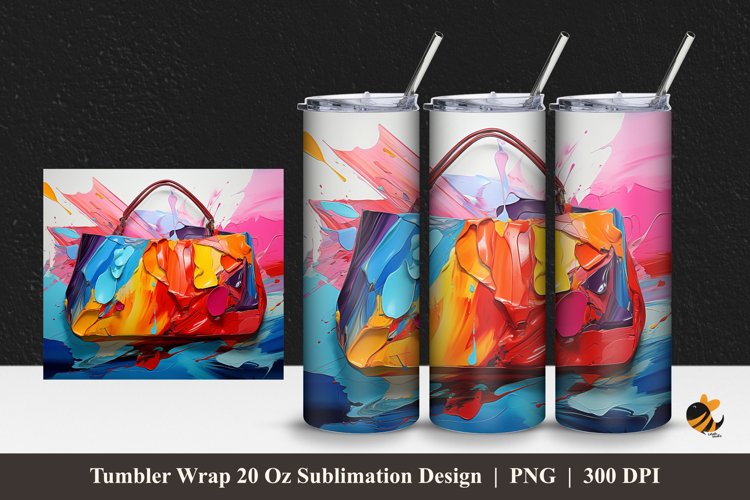 Colorful Bag Art Tumbler Wrap Sublimation Design 1