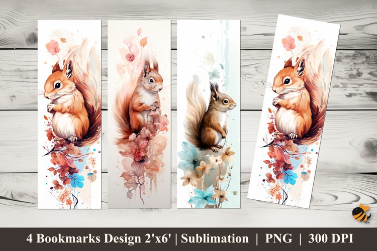 Squirrel Painting Bookmarks Sublimation Design