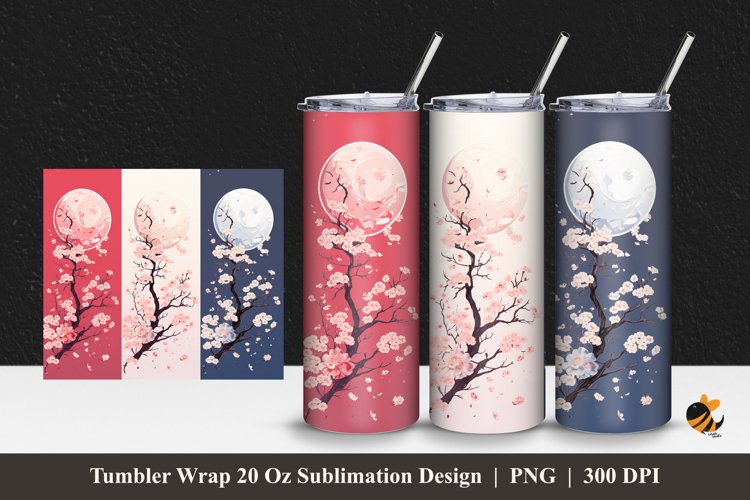 Sakura Flower Tumbler Wrap Sublimation Design 1