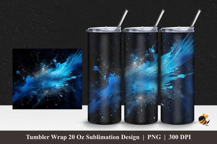 Blue Splash Tumbler Wrap Sublimation Design 1