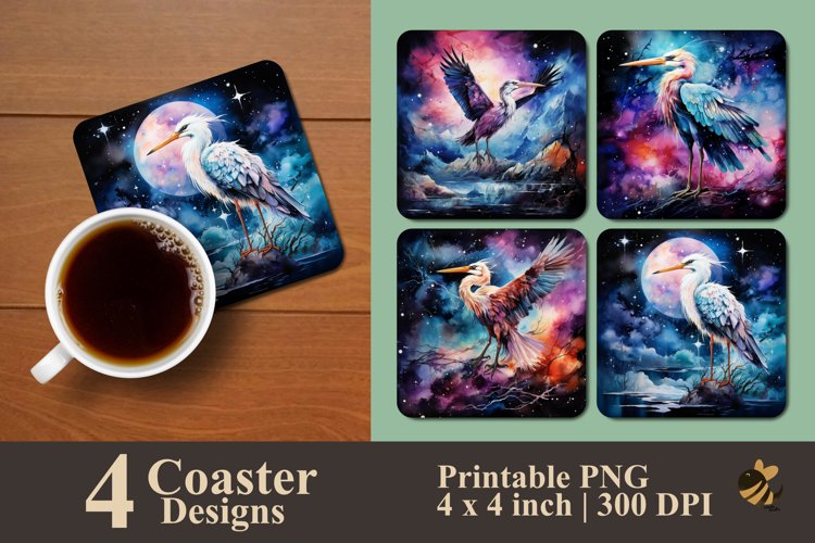 Cool Stork Coaster Sublimation Designs