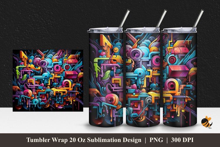 Tech Graffiti Tumbler Wrap Sublimation Design 1