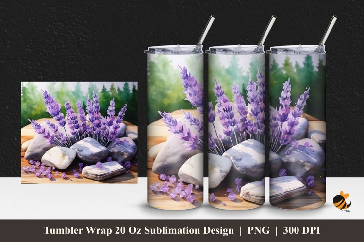 Stone and Lavender Tumbler Wrap Sublimation Design (2937582)