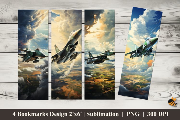Fantasy Fighter Plane Bookmarks Sublimation Design