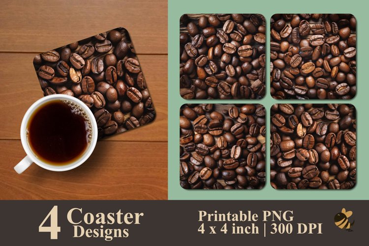 Natural Coffee Coaster Sublimation Designs