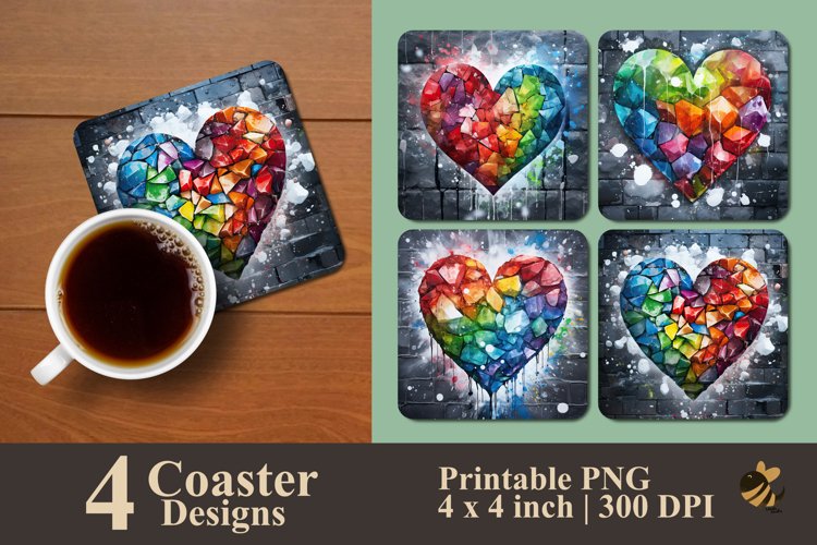 Colorful Love Coaster Sublimation Designs (5254359)