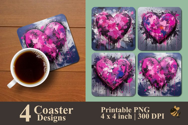 Graffiti Love Coaster Sublimation Designs