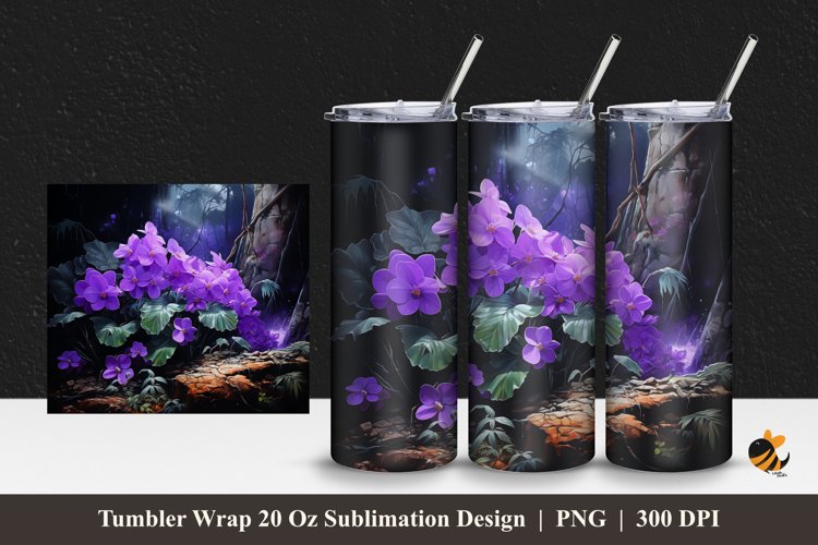 Beautiful Purple Tumbler Wrap Sublimation Design 1
