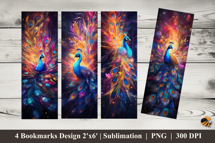 Peacock Bookmarks Sublimation Design