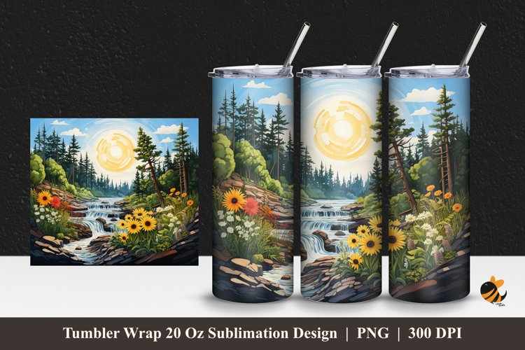 Natural Coolness Tumbler Wrap Sublimation Design 1